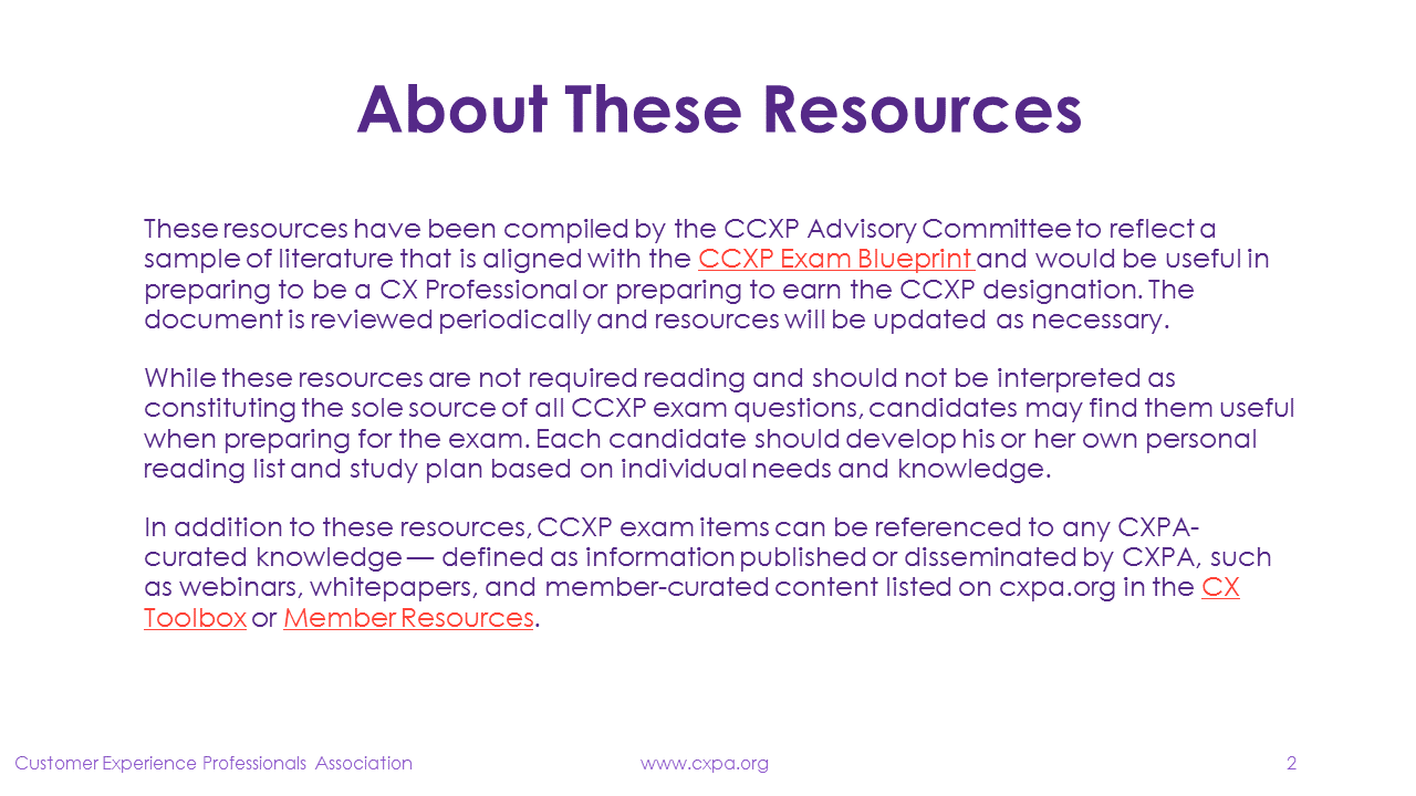Exam Resources - CCXP Certification Exam Resources - CCXP Certification