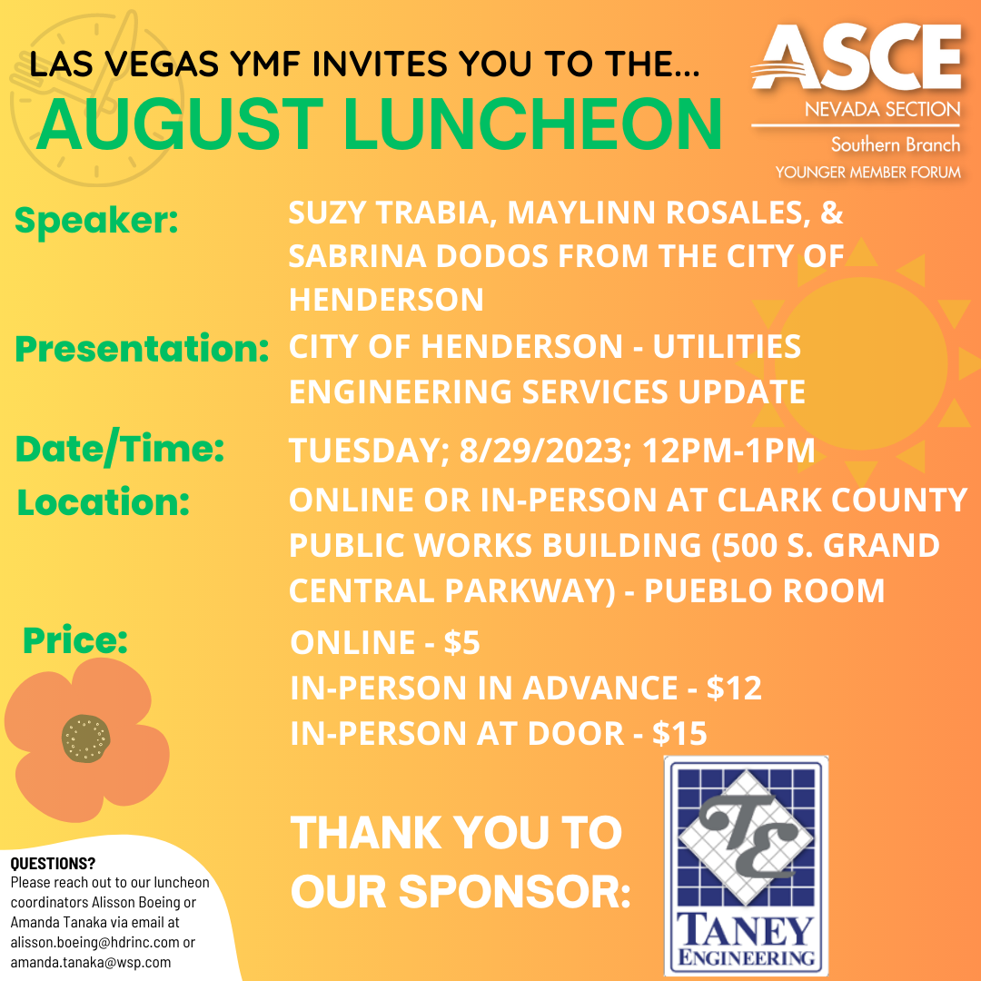 LV YMF - August Luncheon - American Society of Civil Engineers