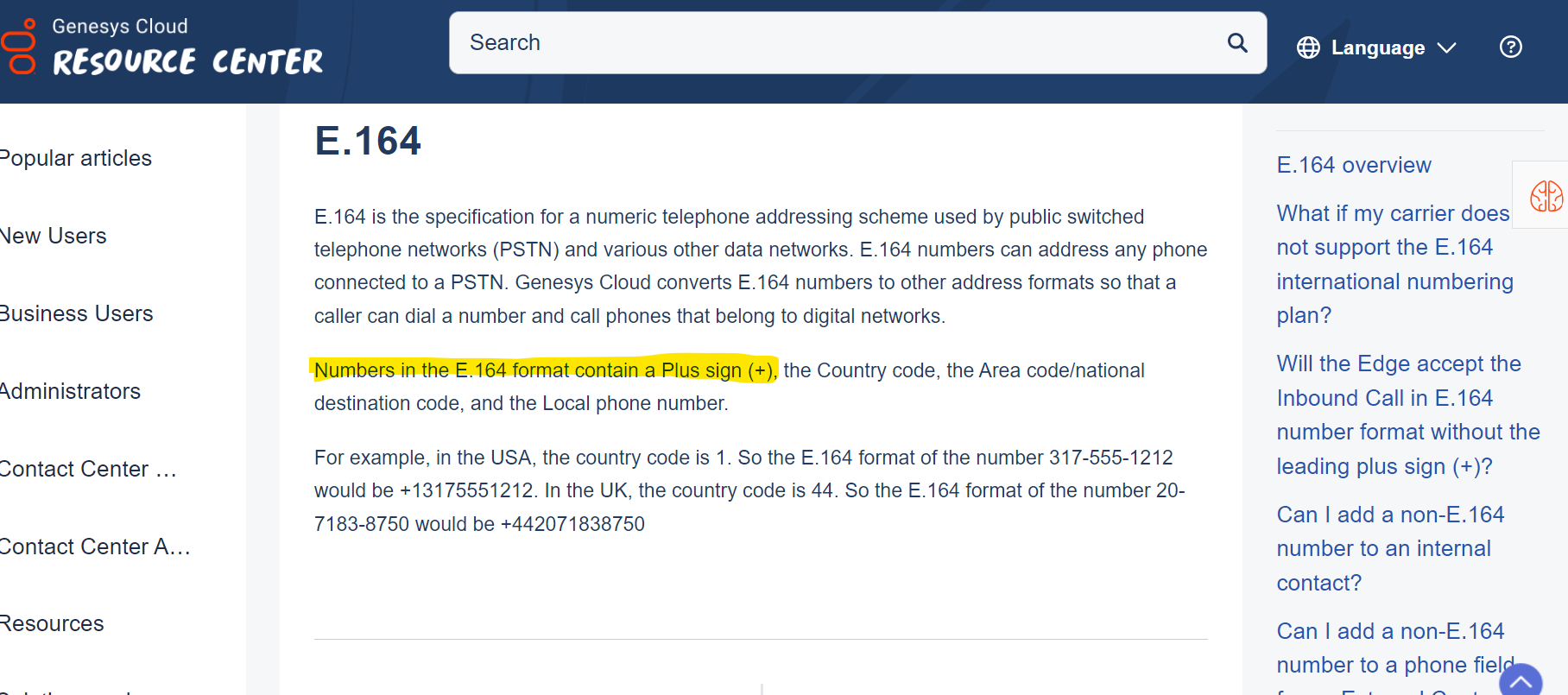 Vonage Inbound Number Plan Issue | Genesys Cloud - Main