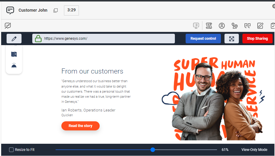 Planned update to Co-browse for Web Messaging: Agent Controls UI ...