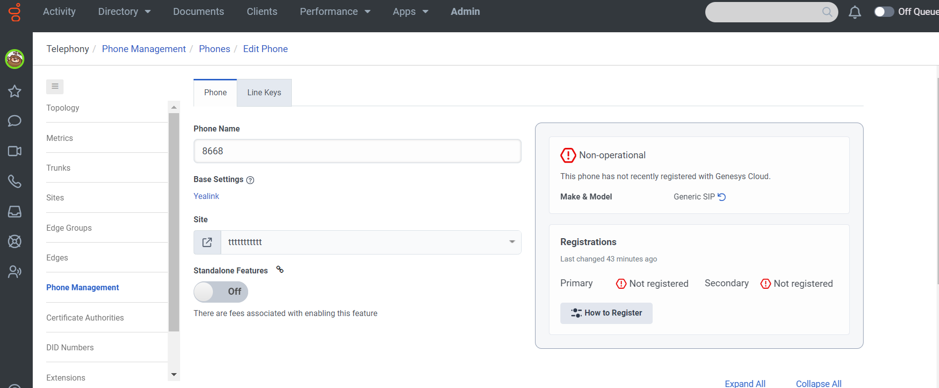 Yealink & Audiocodes Phone register to the Cloud Edge | Genesys Cloud ...