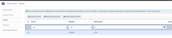 How do you delete or disable an evaluation policy? | Workforce Engagement Management