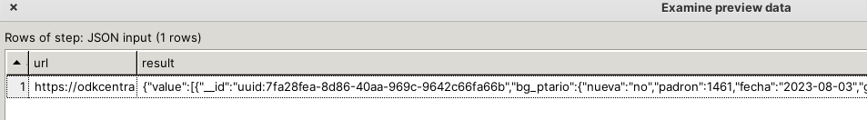 fail to parse OData with JSon step in spoon transformation | Pentaho
