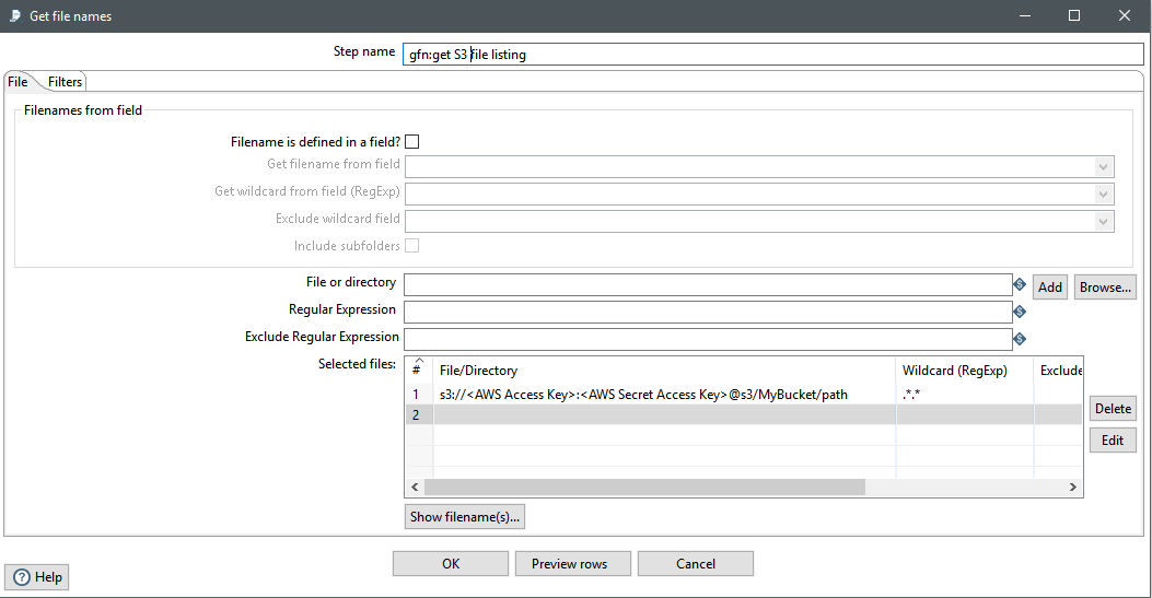List Files in AWS S3 Bucket | Pentaho