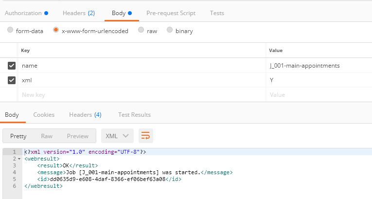 Errors when running job via API | Pentaho