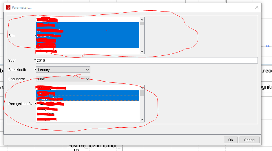 Im trying to create report with dynamic parameters/values But, Pentaho does not support comma ...