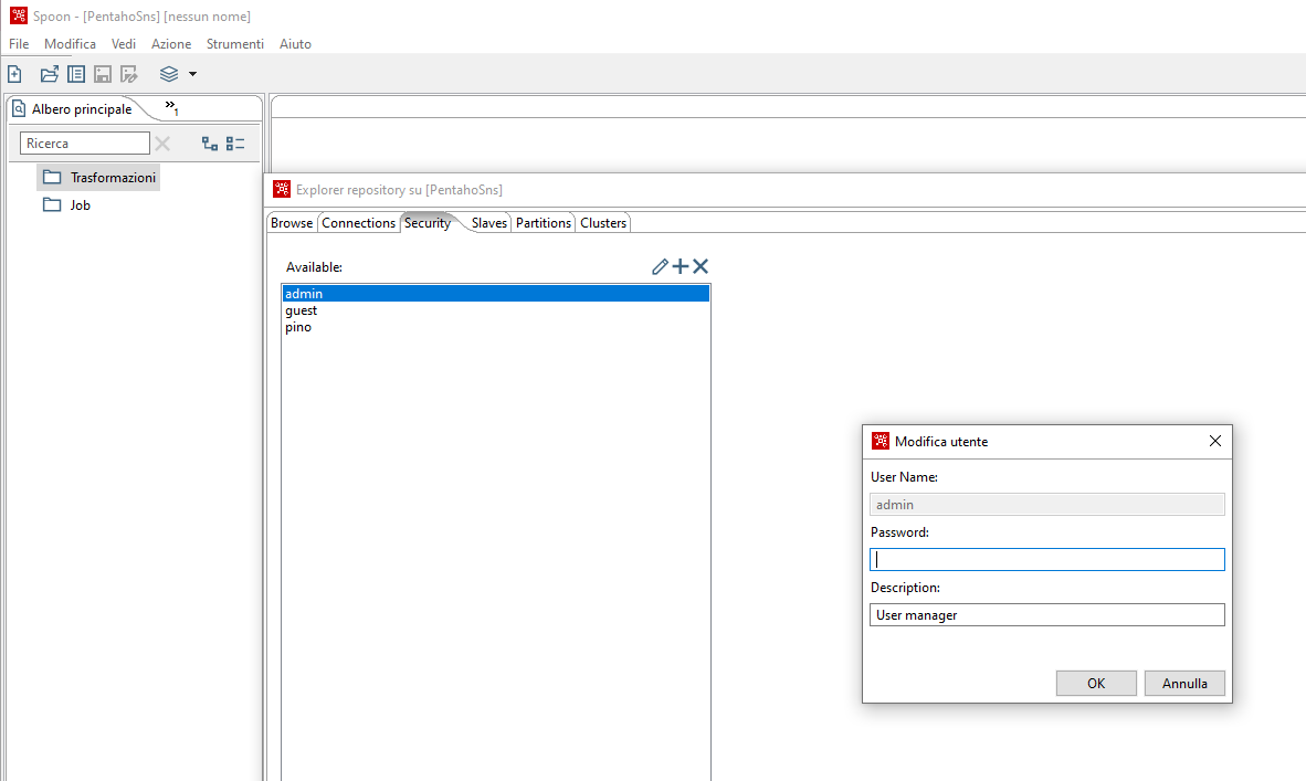 How to change the password of the admin user of PDI? | Pentaho