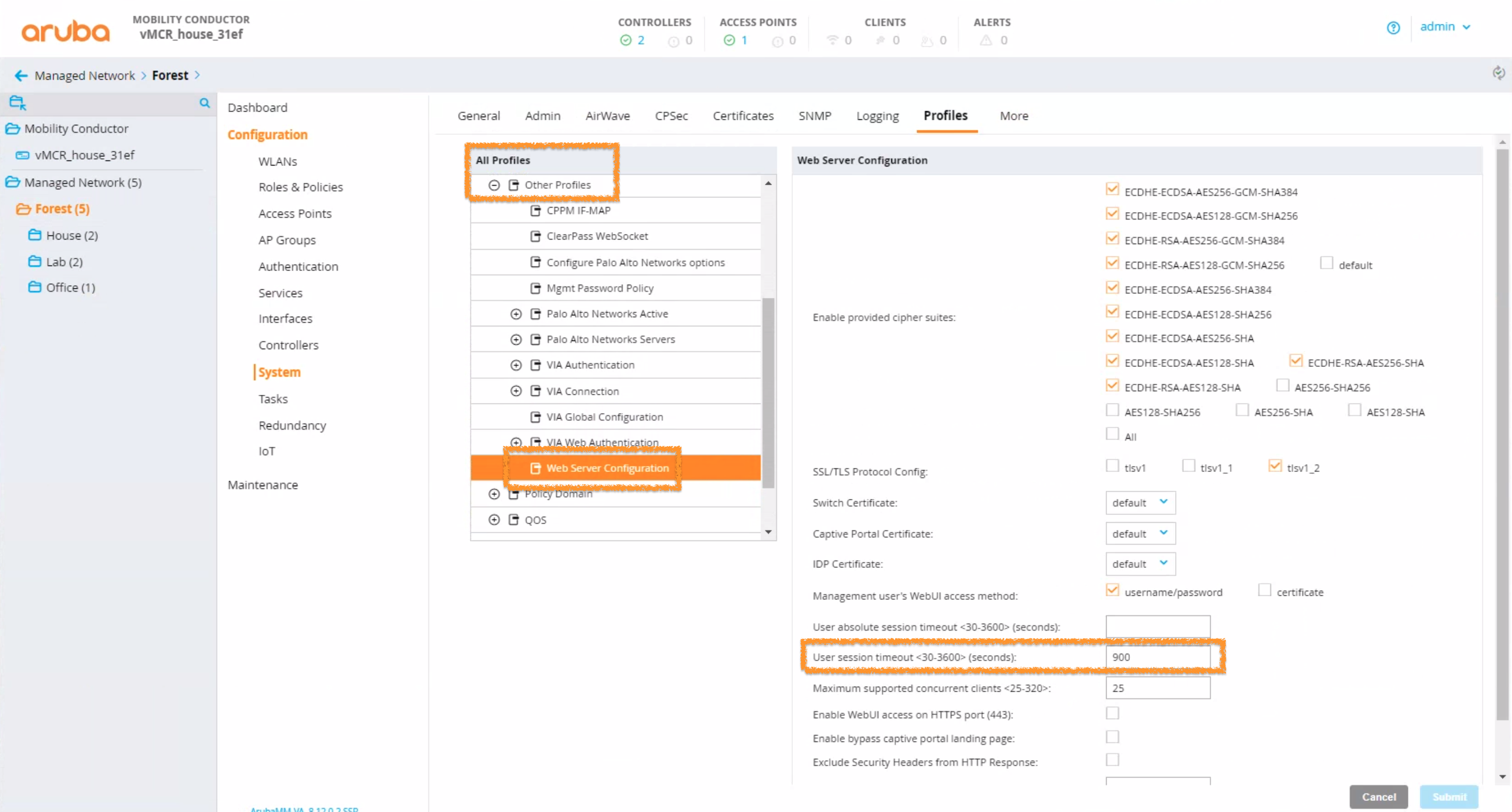 Aruba controller - loginsession timeout | Wireless Access
