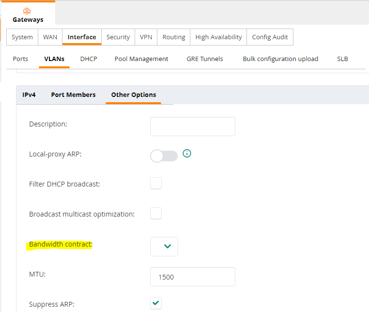 Aruba central gateway apply bandwidth on VLAN | Cloud Managed Networks