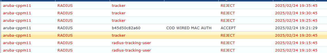 802.1x auth timeout with some downed clearpass servers | Wired ...