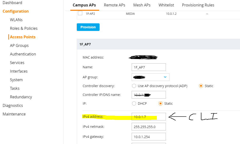 I want to change the IP of the controller AP. | Controllerless Networks
