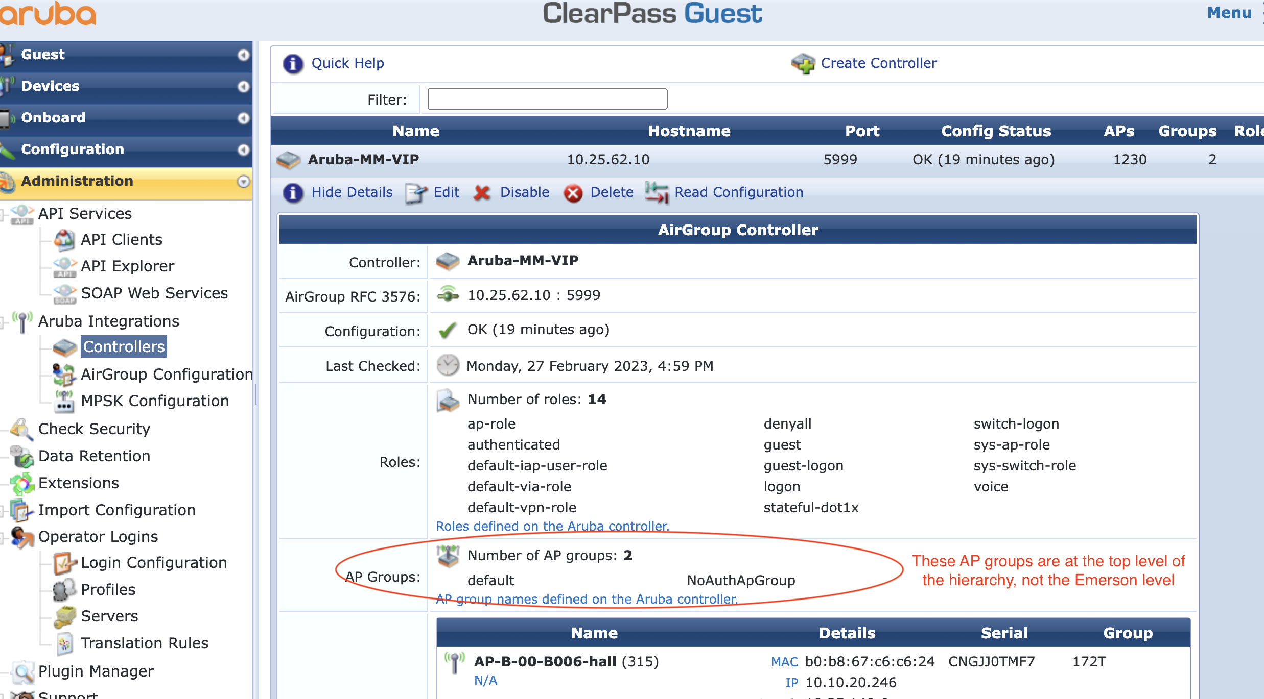 Clearpass Guest controller setting for Aruba 8 hierarchy to read roles and AP groups? | Wireless ...