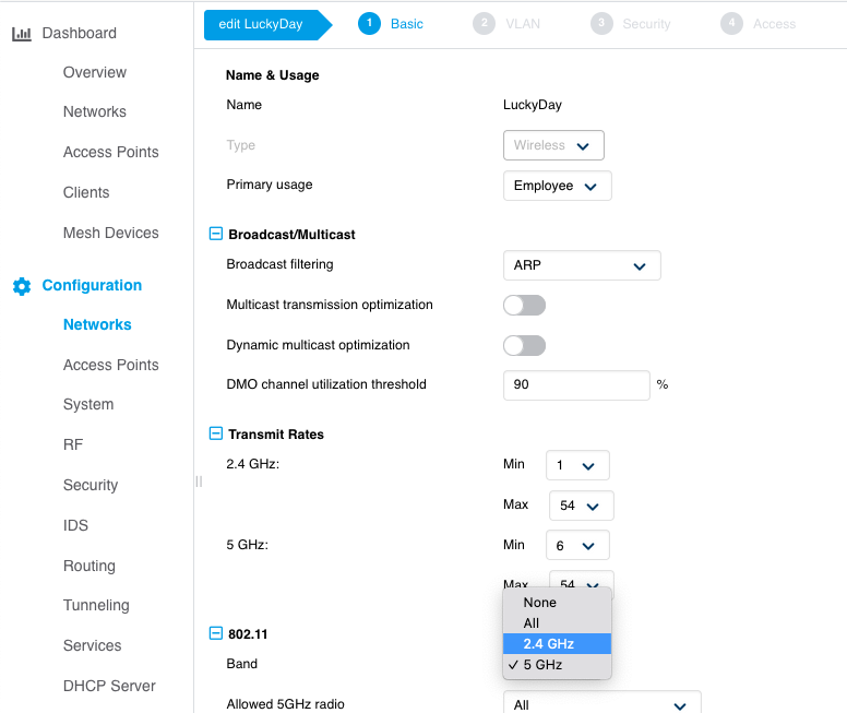 Allow only 2.4Ghz SSID on AP-535 | Wireless Access
