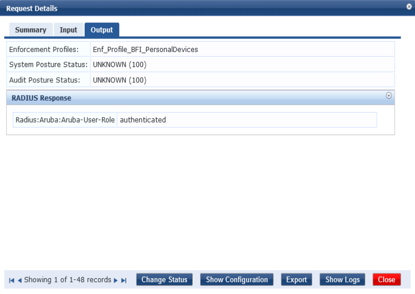 Clearpass dont pass the role to aruba controller | Security