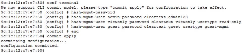 Hashed Management Password for Instant Access Points