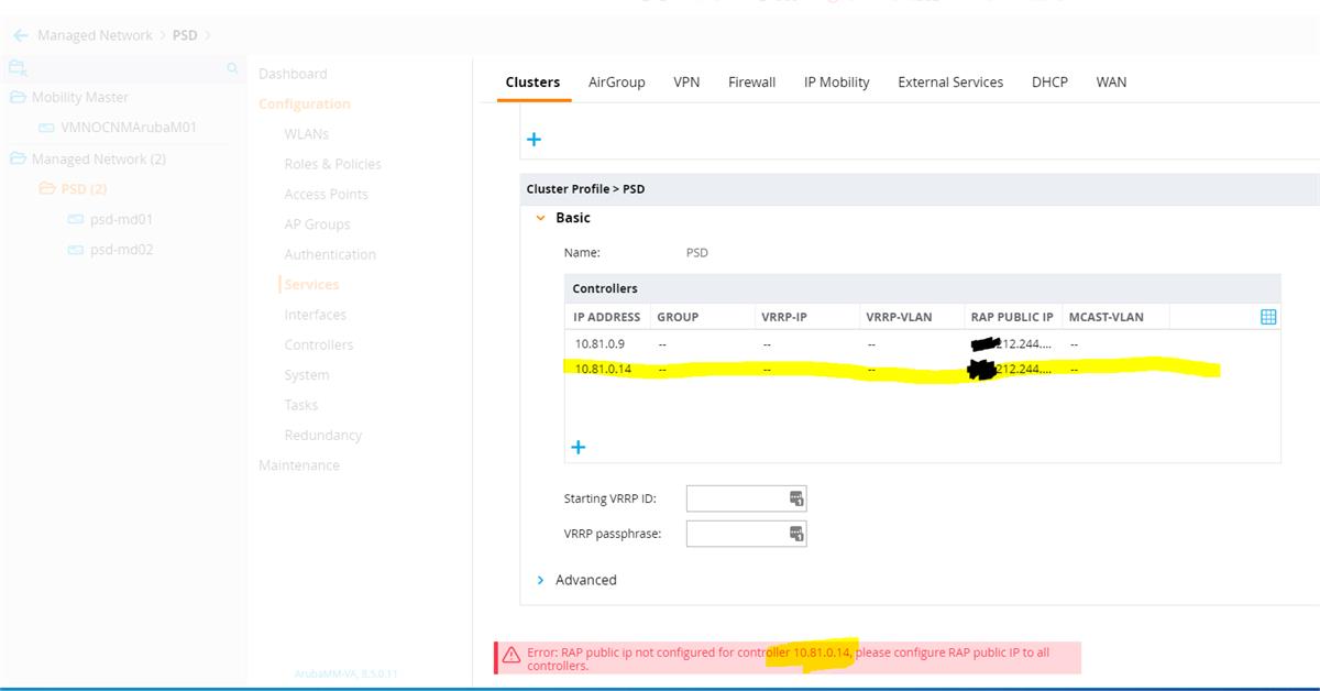 Add RAP External IP to existing cluster | Wireless Access