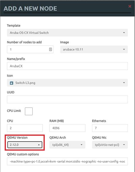 CX Switch EVE-NG Node Configuration (Console not showing) | Wired ...