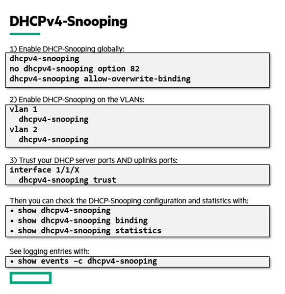 dhcp-snooping on Aruba 6100 switch | Wired Intelligent Edge