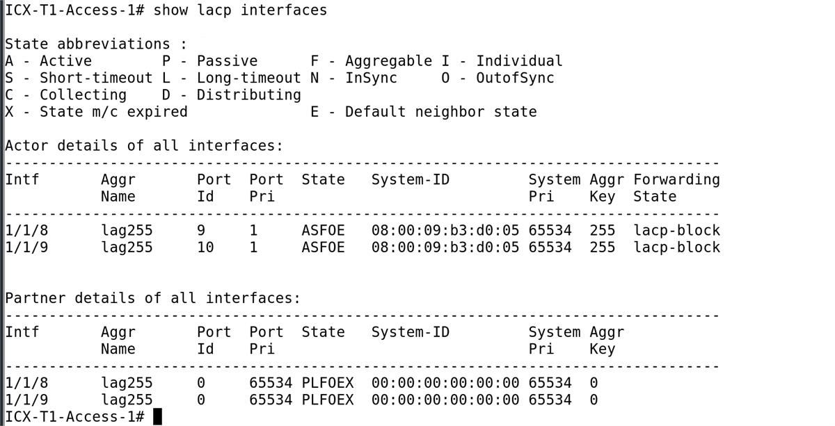 Aruba CX in EVE-NG VSX LAG: lacp blocking | Wired Intelligent Edge