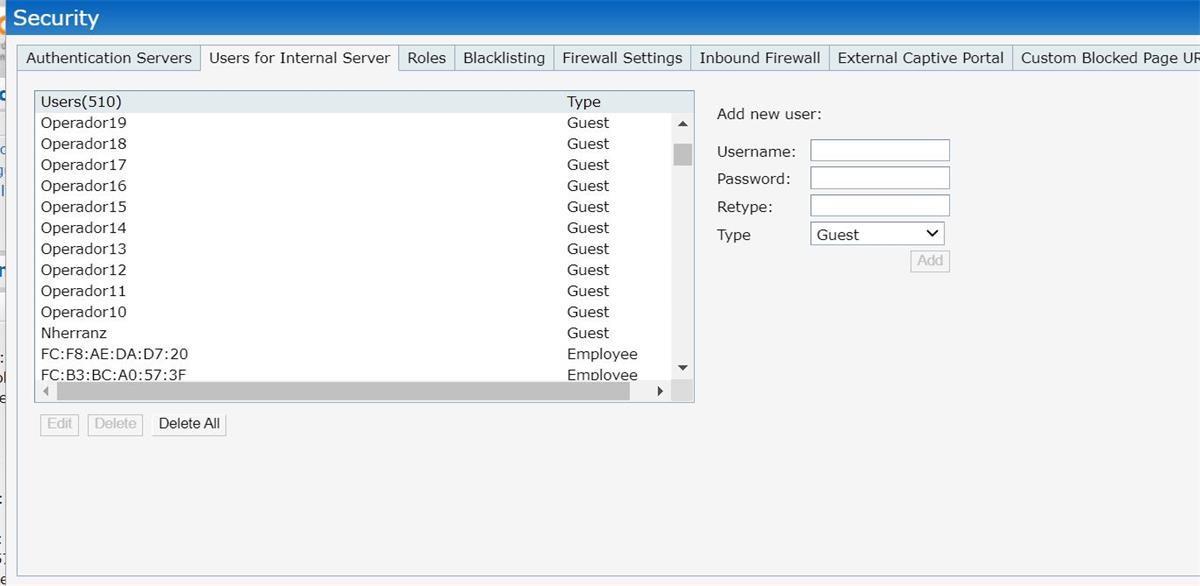 Aruba Instant AP 315 show connected usernames to local CP | Wireless Access