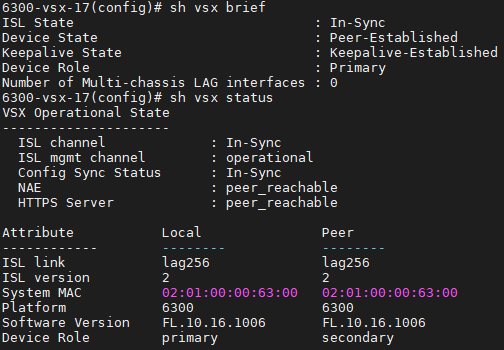 Howto: VSX on CX 6300 Switches | Wired Intelligent Edge