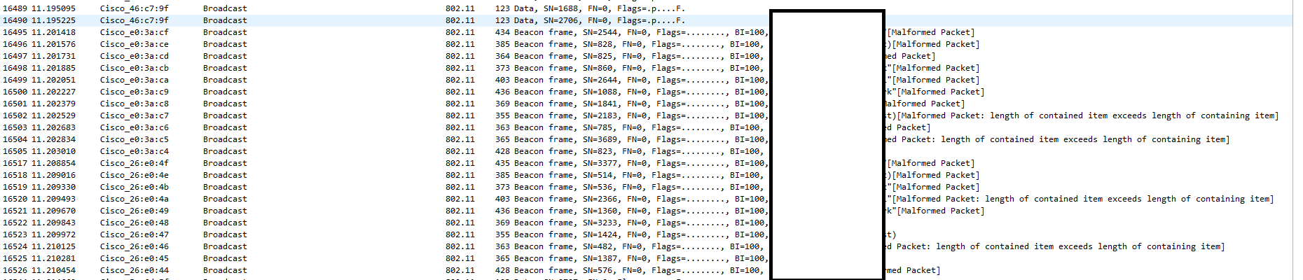 Aruba 501 Beacon Frame Malformed Packets Messages | Wireless Access