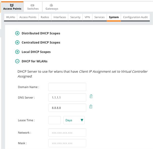 Multiple DNS for DHCP scopes | Wireless Access