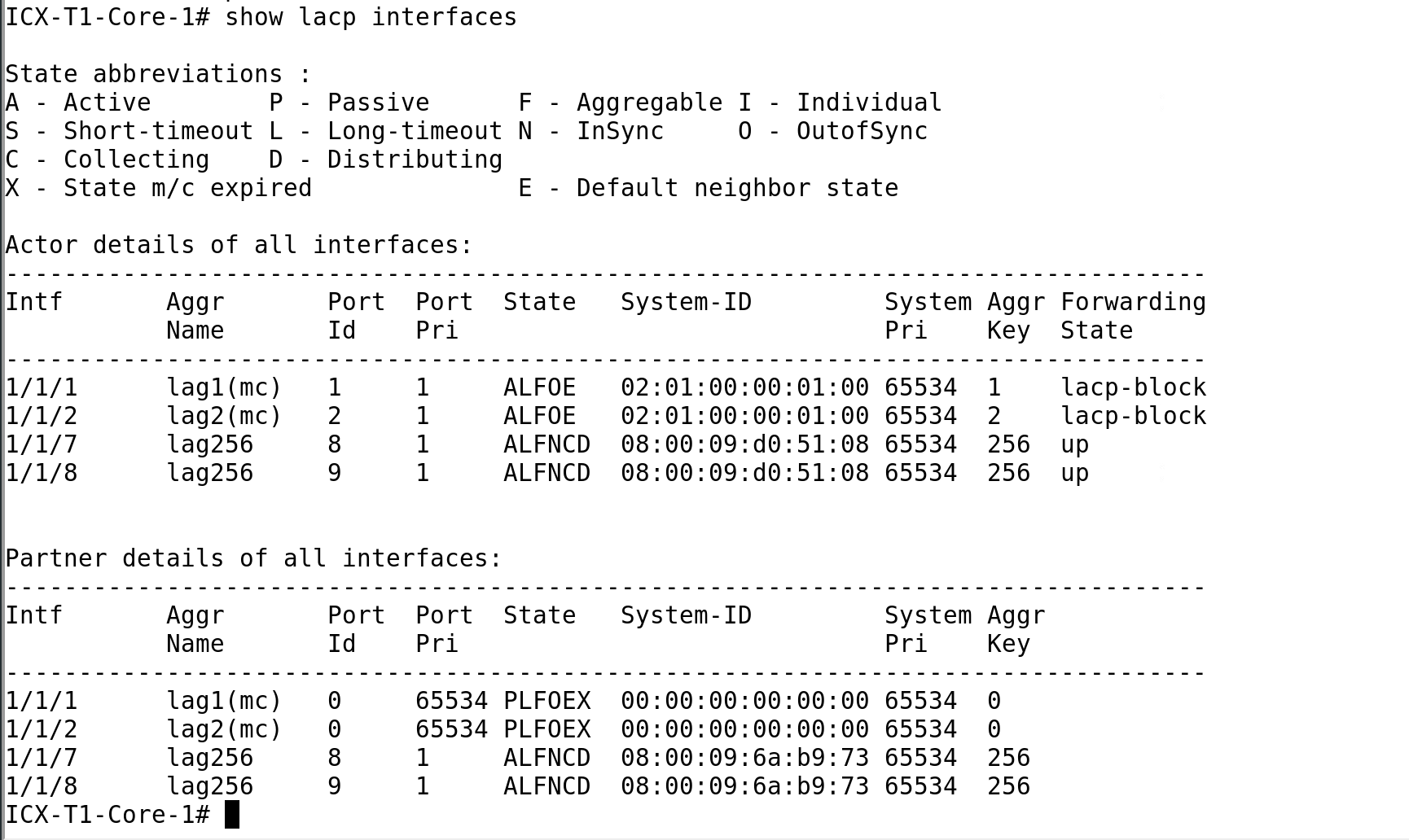 Aruba CX in EVE-NG VSX LAG: lacp blocking | Wired Intelligent Edge
