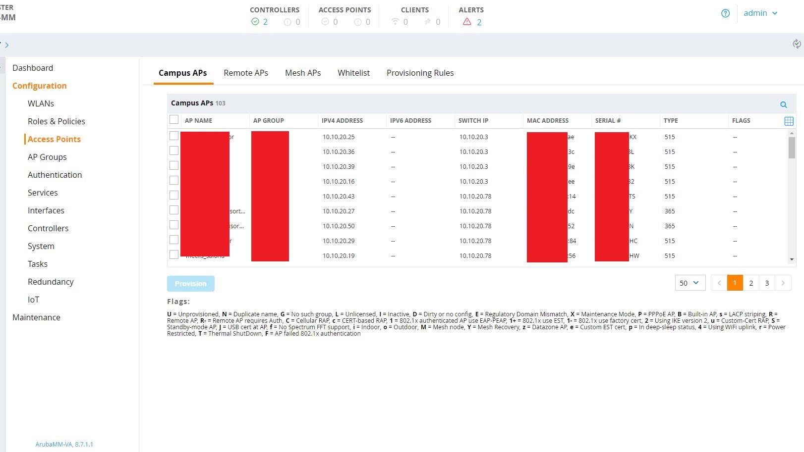 Aruba MM dashboard data not visible | Wireless Access