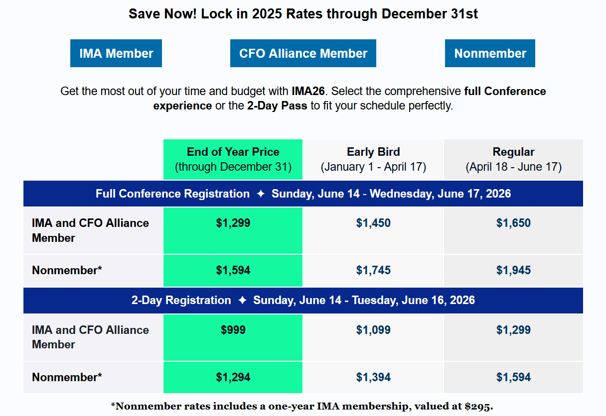 IMA26 Tampa Discounted Rates
