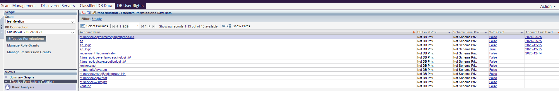 Needing Help with Reports (Task: DB Users + Last login IN ) | Imperva ...