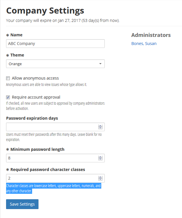 Edit Company Settings - Squish User's Guide