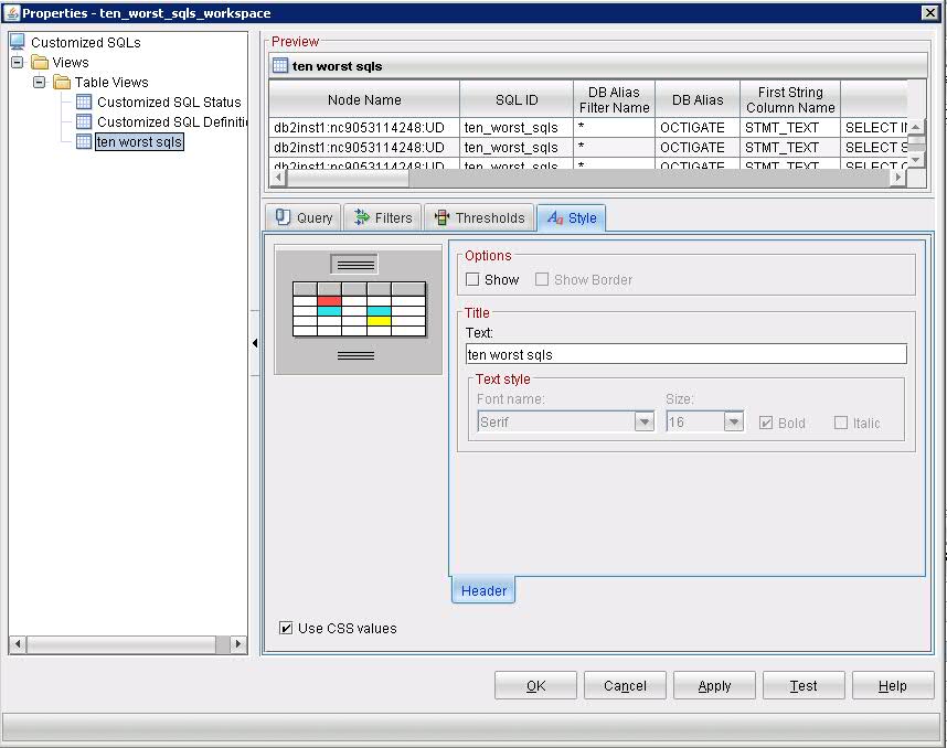 Create DB2 Customized SQL Result Workspace