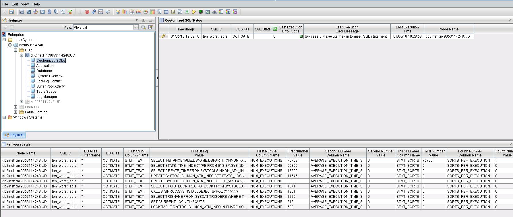 Create DB2 Customized SQL Result Workspace