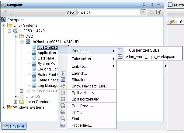Create DB2 Customized SQL Result Workspace