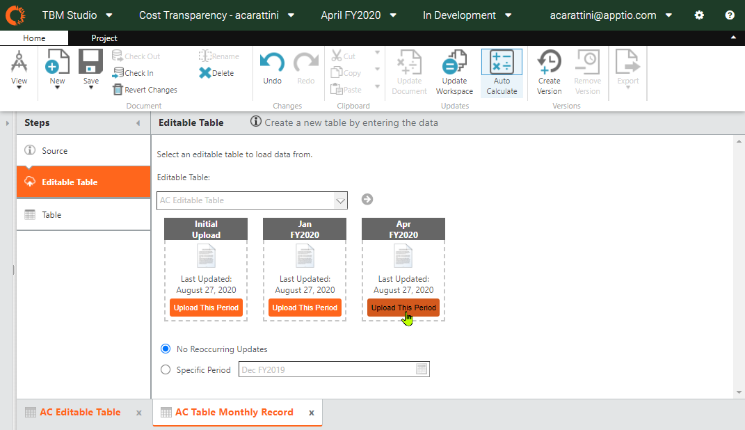 Historic Data in Editable Tables | Platform