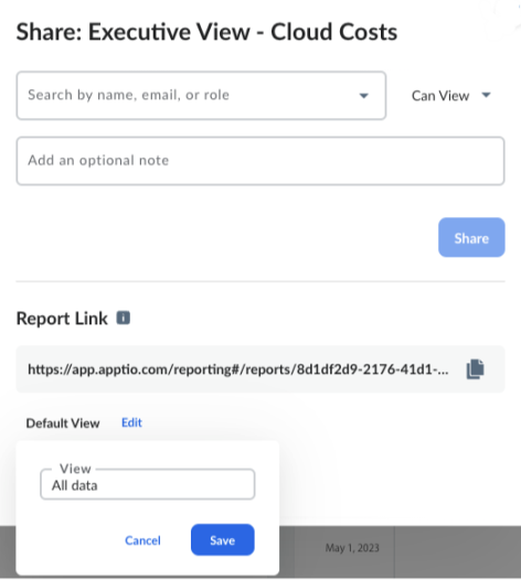 Sharing with Optimized Data Source Selection in Apptio BI | Platform