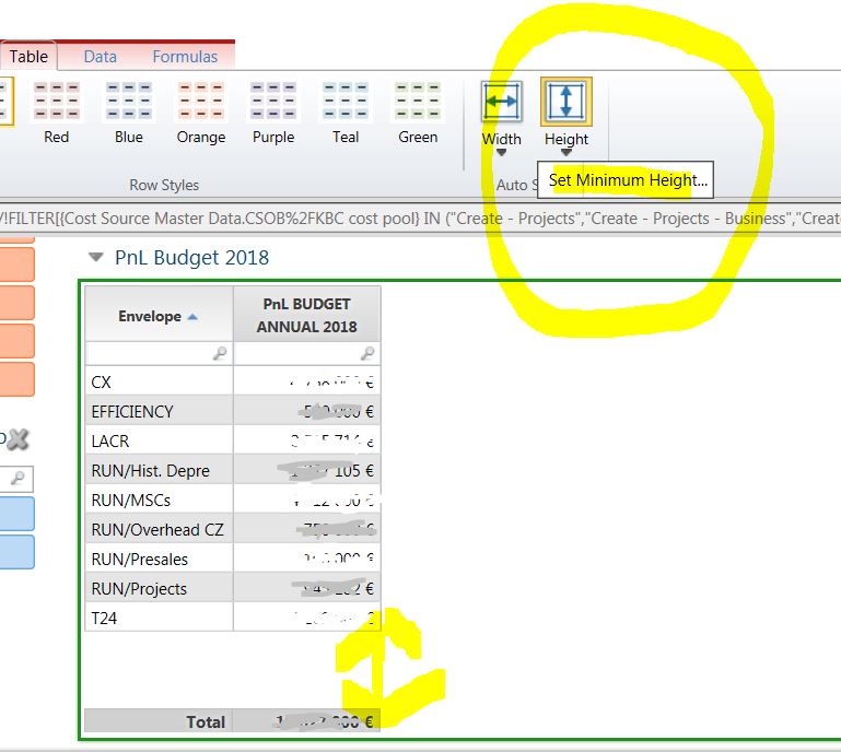 How to Auto-adjust the Heigh of Table? | IBM Apptio