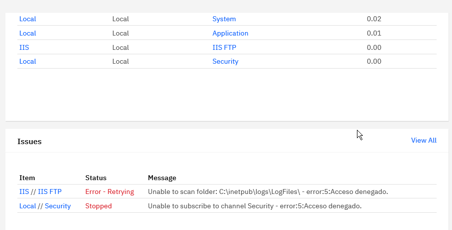 Local Wincollect 10 - Access denied IIS and Security logs | IBM QRadar