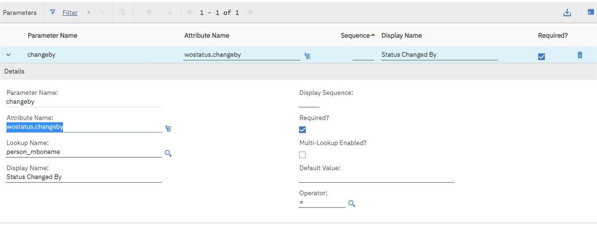WOSTATUS.CHANGEBY As BIRT Report Parameter | Maximo