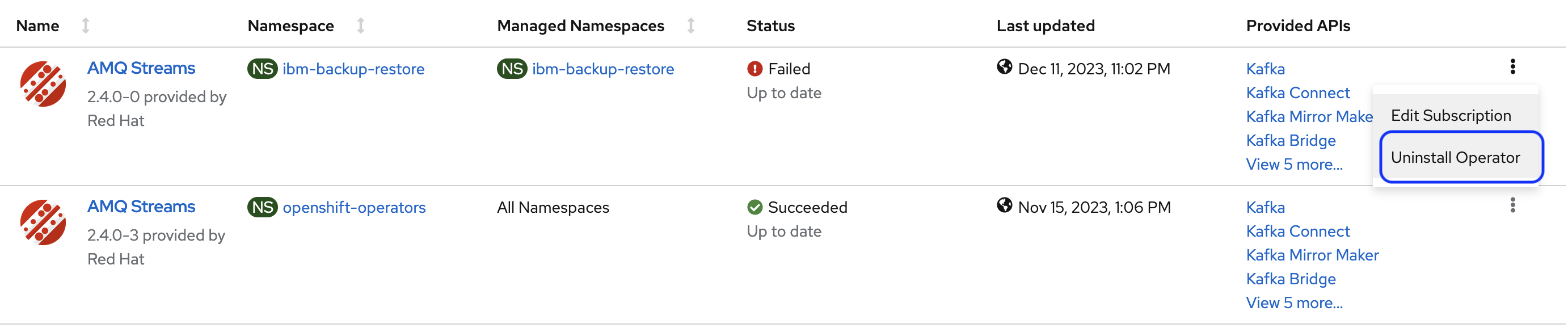 How to install Fusion Backup&Restore service coexisting with global AMQ ...