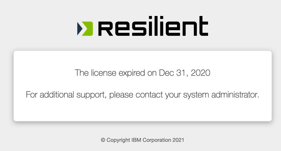Resilient license expired | IBM QRadar SOAR