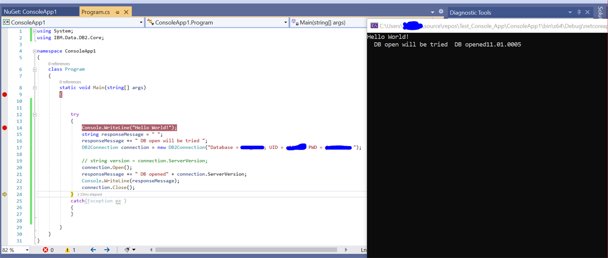 Issues Connecting DB2 from an Azure Function app(.Net core 3.1) using ...