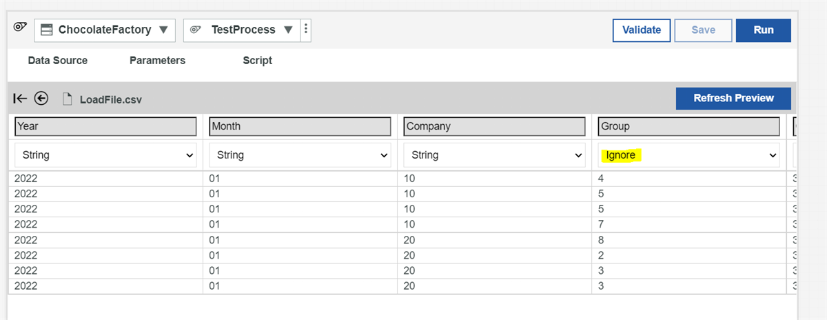 Skipping a column in Workbench in PAW | Planning Analytics