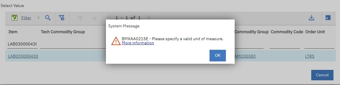 Line Item Desktop Requisition Issue | Maximo