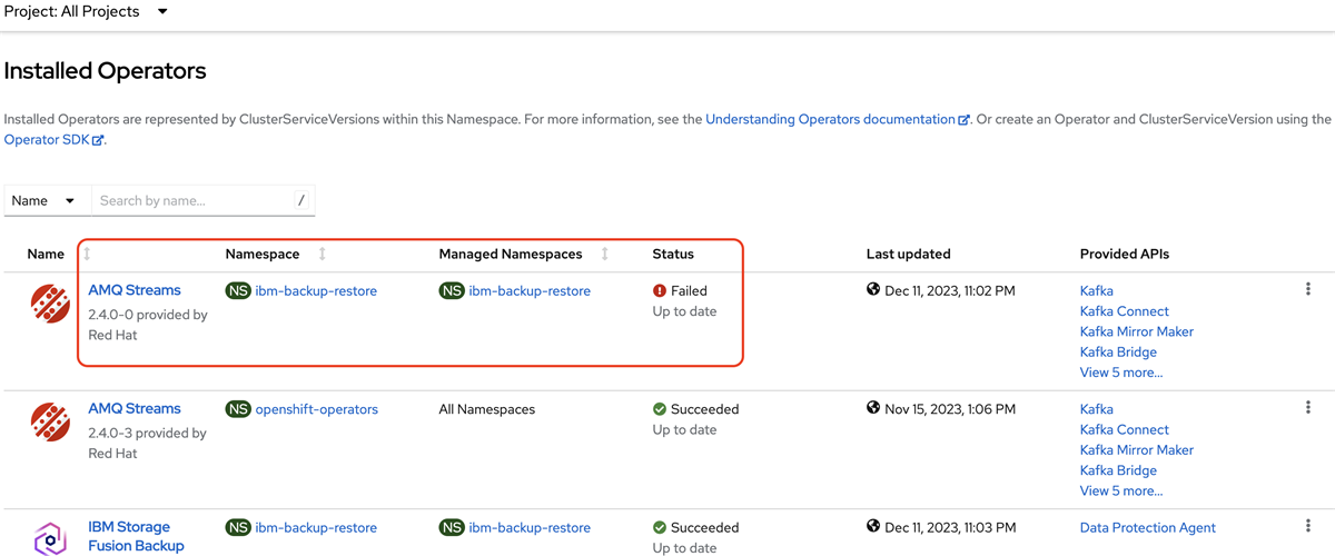 How to install Fusion Backup&Restore service coexisting with global AMQ ...