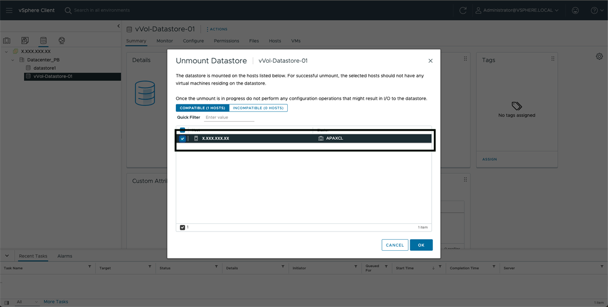 Management of vVol Datastore using vCenter