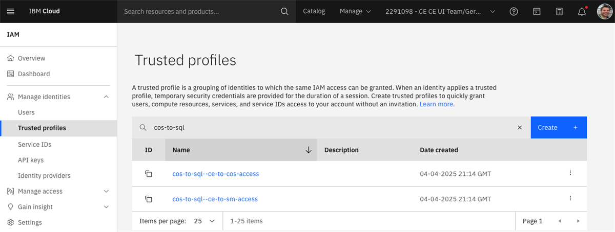 Accessing IBM Cloud services from Code Engine using a trusted profile ...
