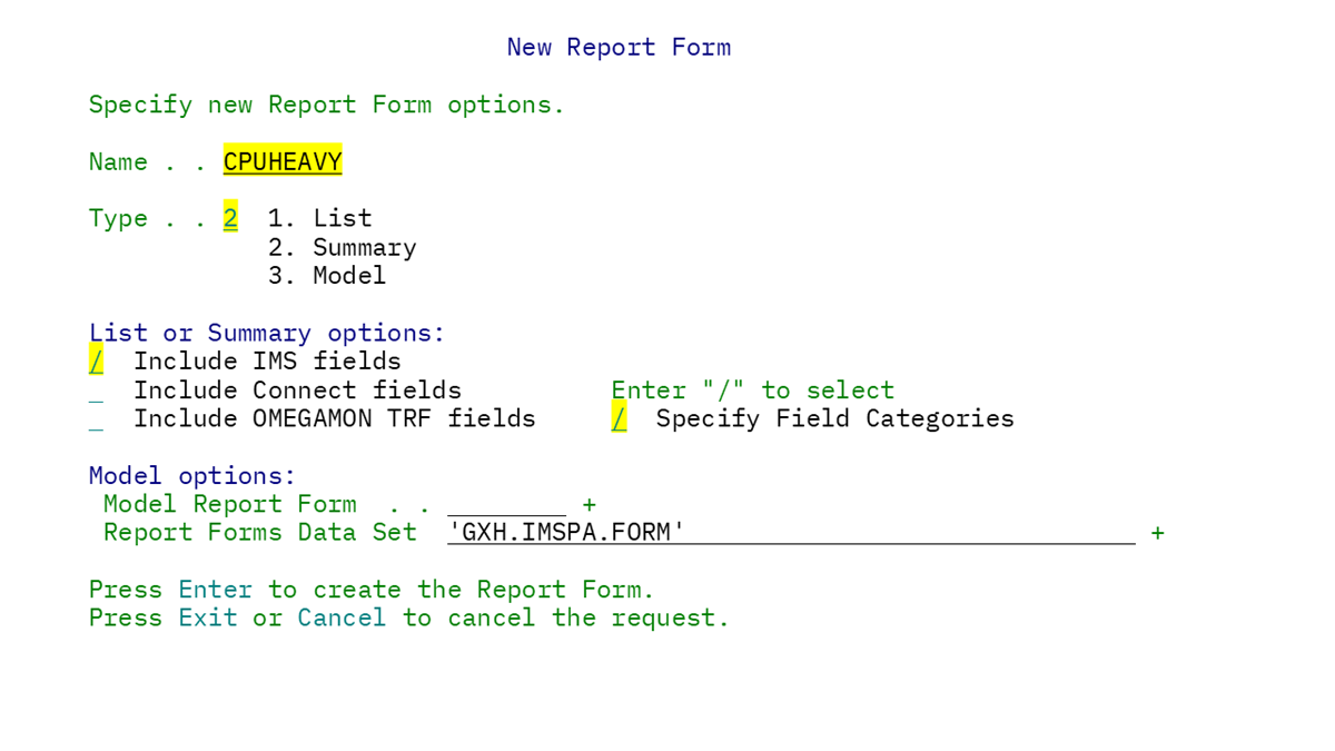 Report IMS transaction performance using forms in IBM IMS Performance ...
