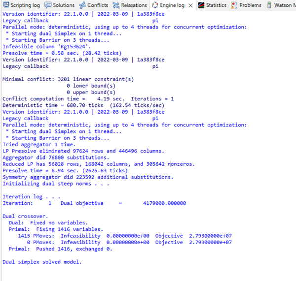 explanation for engine log output | Decision Optimization
